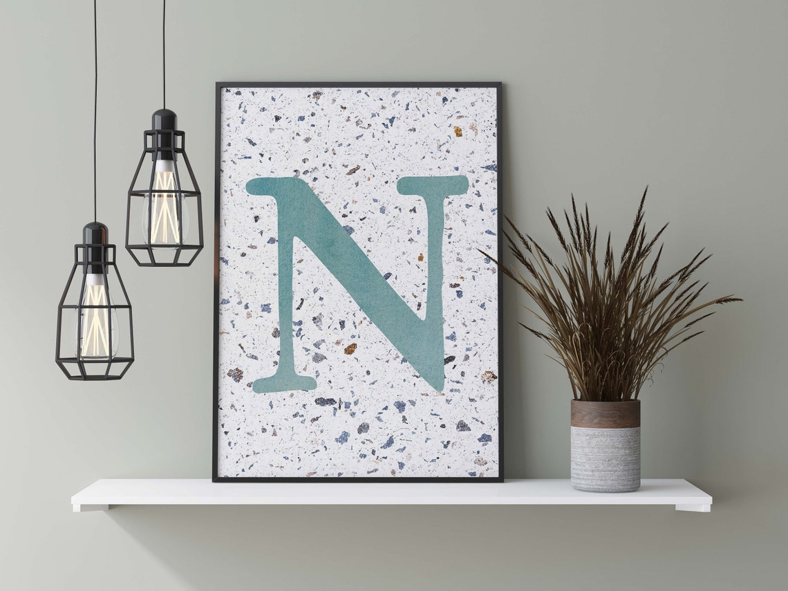 Letter N Print, Large Letter Print, Custom Initial Print, Initial ...