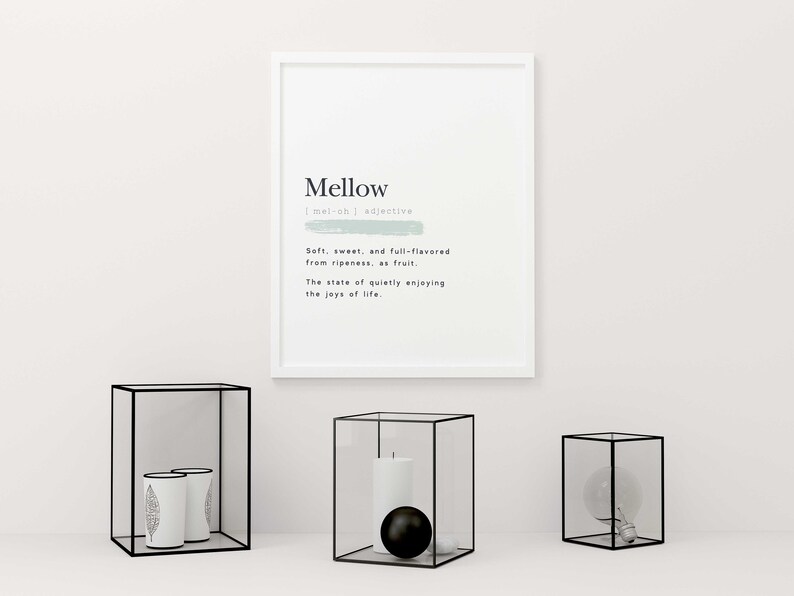 Mellow Definition Poster Word Definition Mint Green Wall - Etsy UK