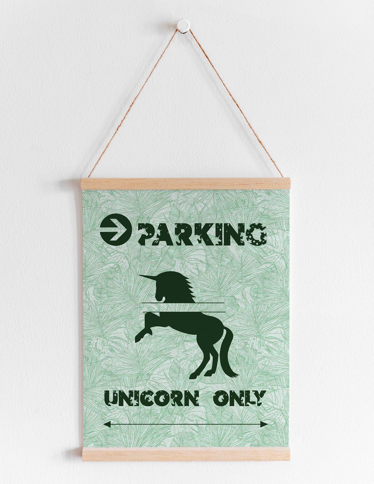 Unicorn Parking Sign Wall Art, Green Unicorn, Unicorn Kids Print ...