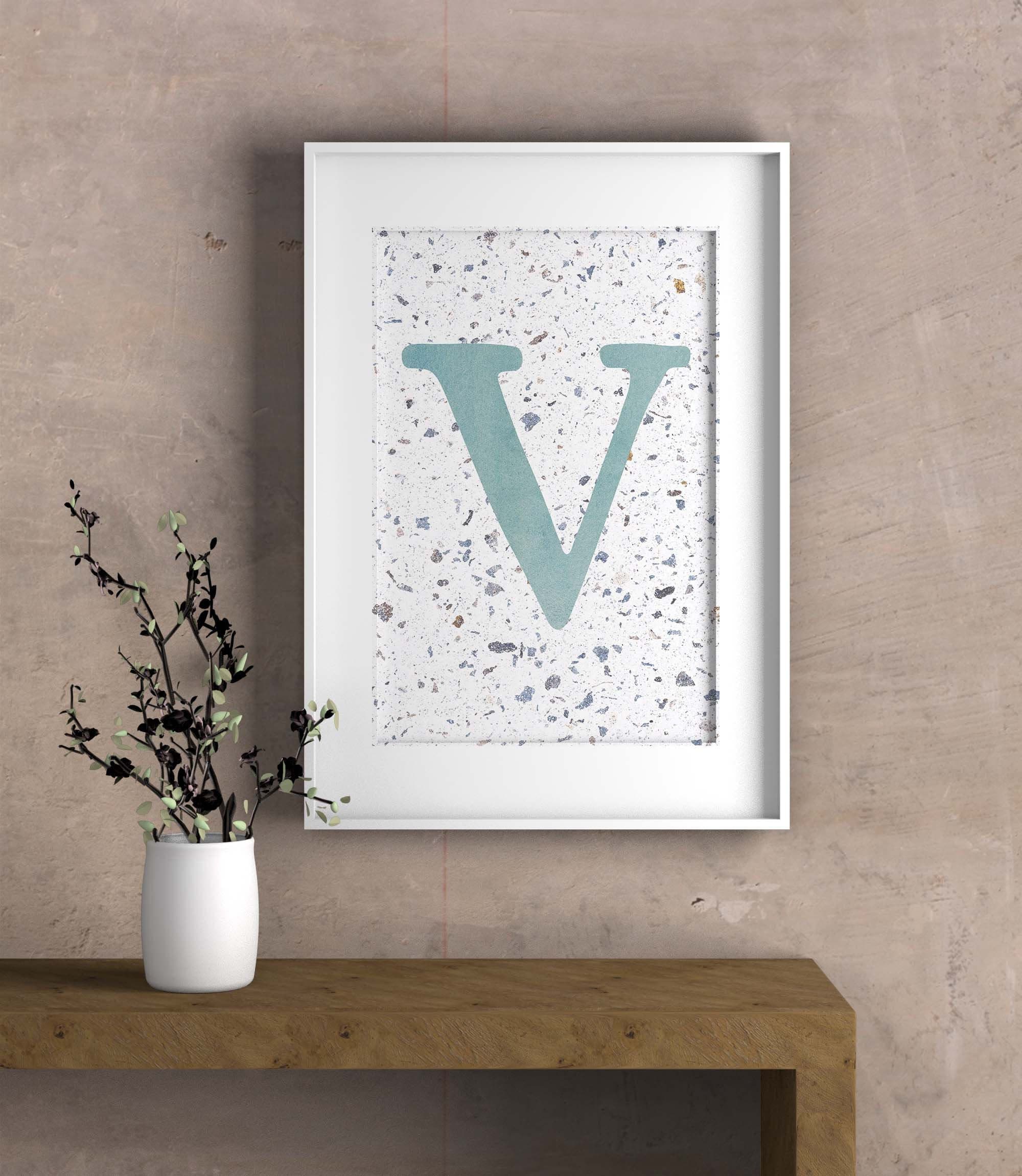 Letter V Print, Large Letter Print, Custom Initial Print, Initial ...