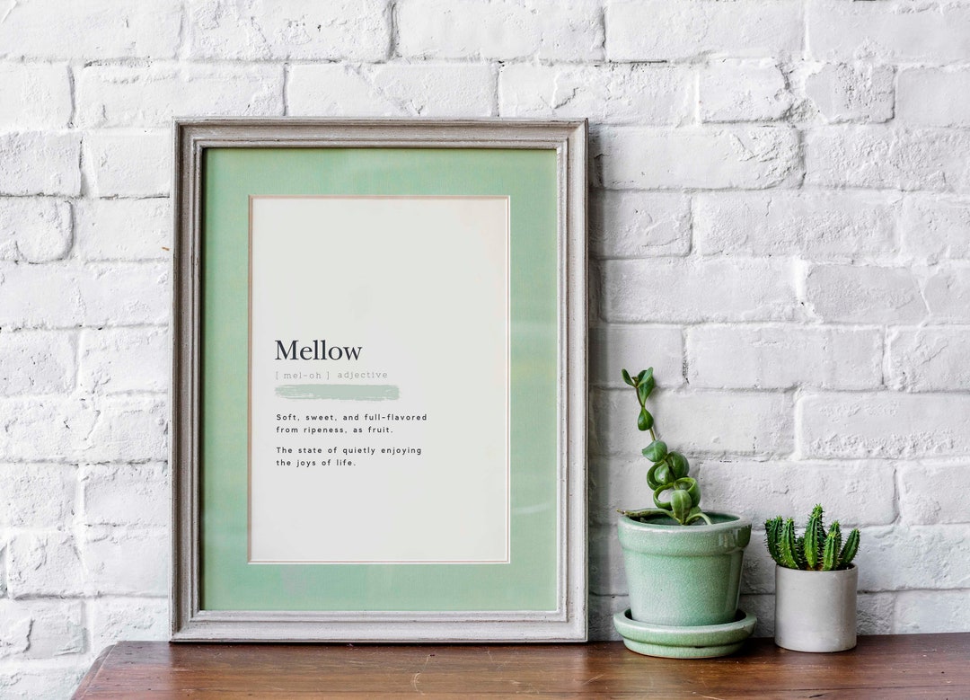 Mellow Definition Poster Word Definition Mint Green Wall - Etsy UK