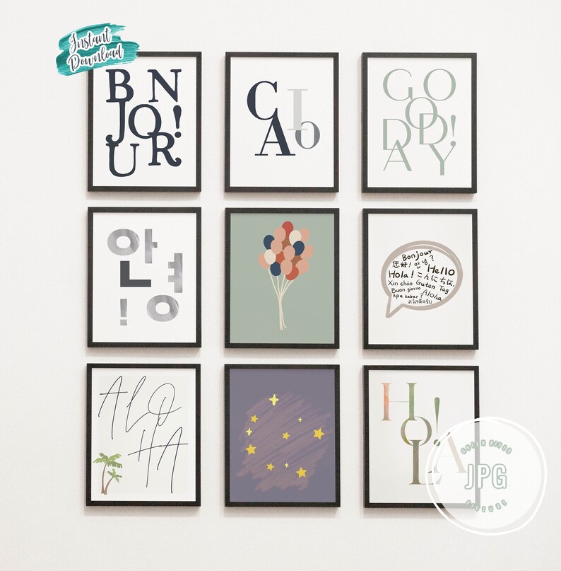 Hello Languages Set of 9, Hello Print, Hello Wall Art, Hello Decal ...