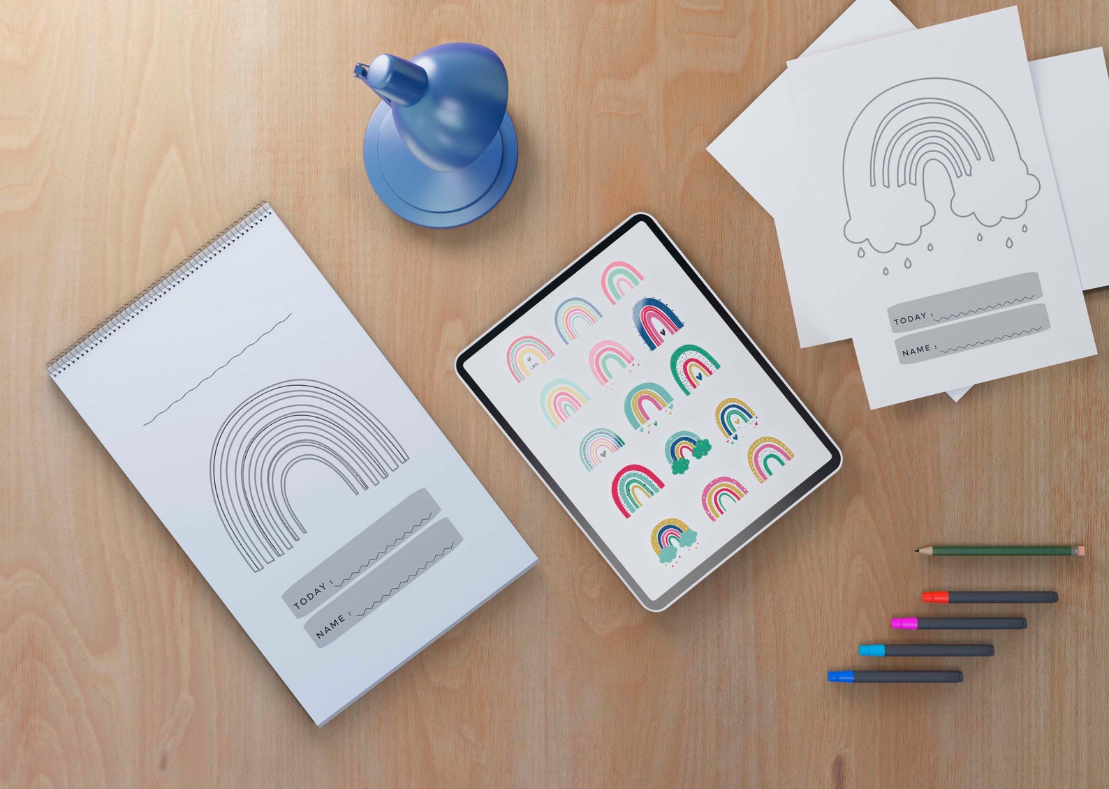 Rainbow Coloring Pages for Kids Printable Coloring Activity | Etsy