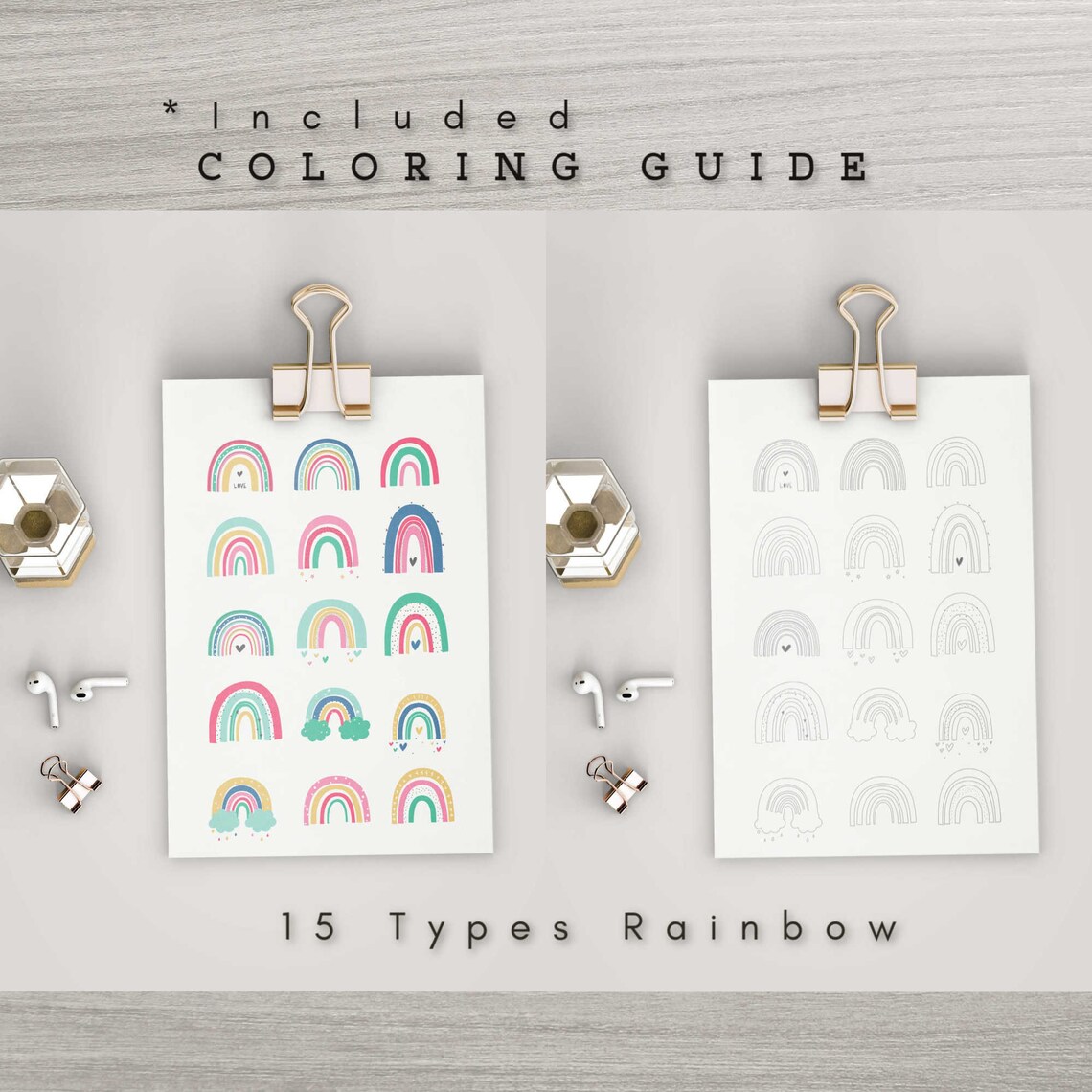 Rainbow Coloring Pages For Kids Printable Coloring Activity | Etsy