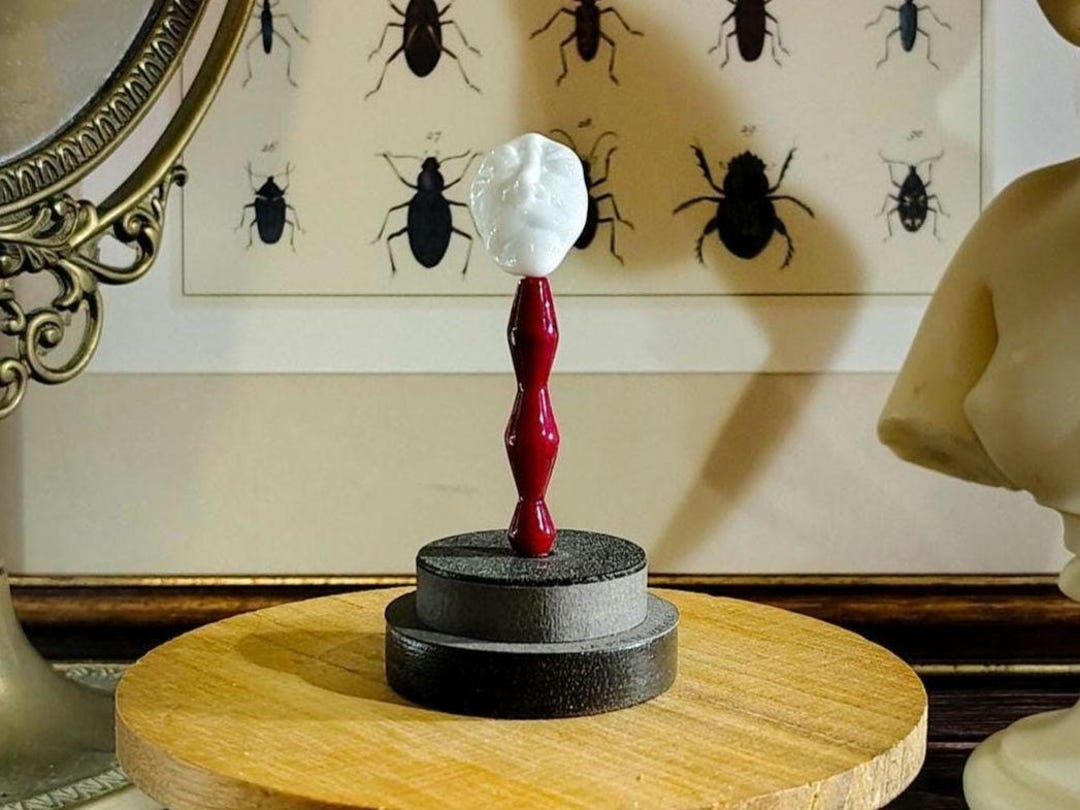 Glass Face Mask Sculpture on a Wooden Base for a Cabinet of Curiosities ...
