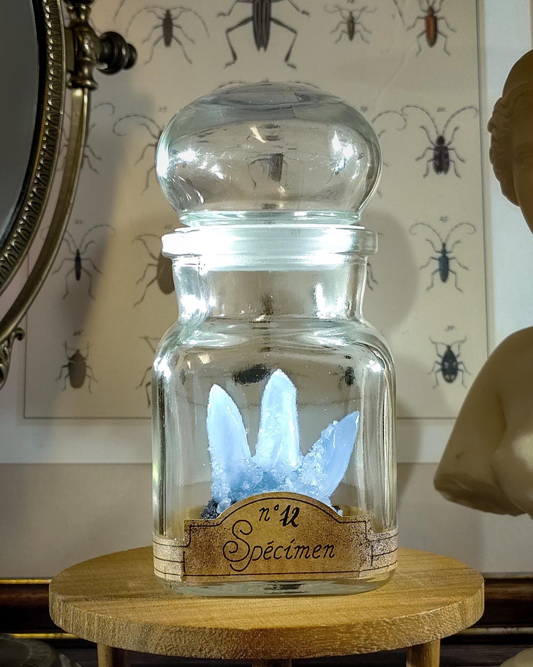 Cabinet of Curiosities, Blue Crystal in a Jar, Glass Sculpture - Etsy