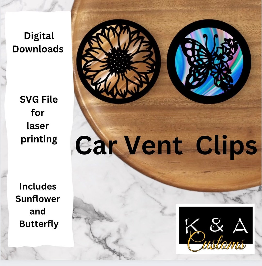 Car Vent Clip SVG butterfly and Sunflower - Etsy