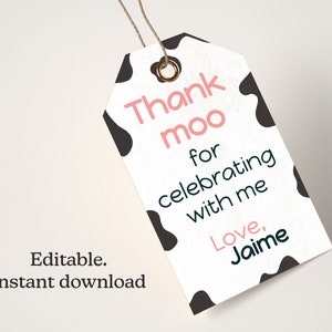 Cow Print Gift Tag Cow Print Favor Tag Cow Thank You Tag - Etsy