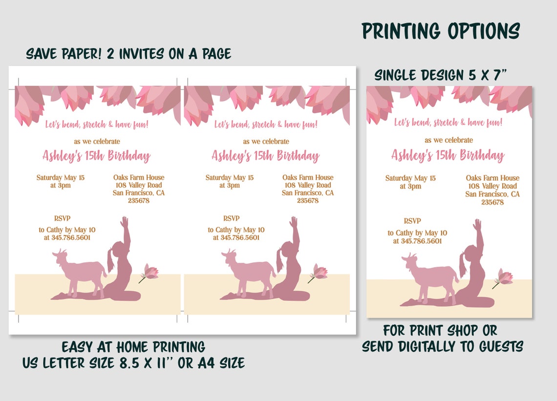 Goat Yoga Invitation, Goat Yoga Birthday Invitation, Yoga Invitation ...