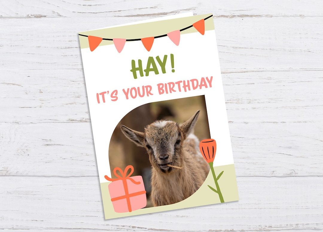 Goat Birthday Card, Goat Birthday Card Printable, Farm Birthday Card ...
