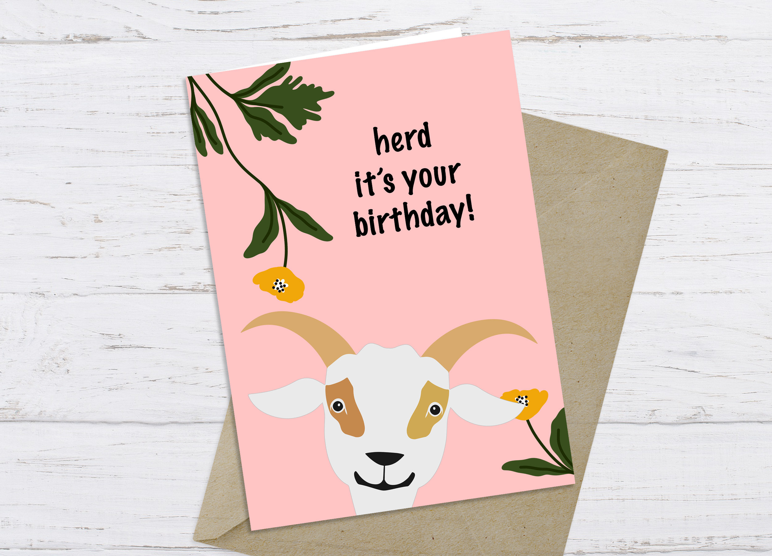 Goat Birthday Card, Goat Birthday Card Printable, Farm Birthday Card ...