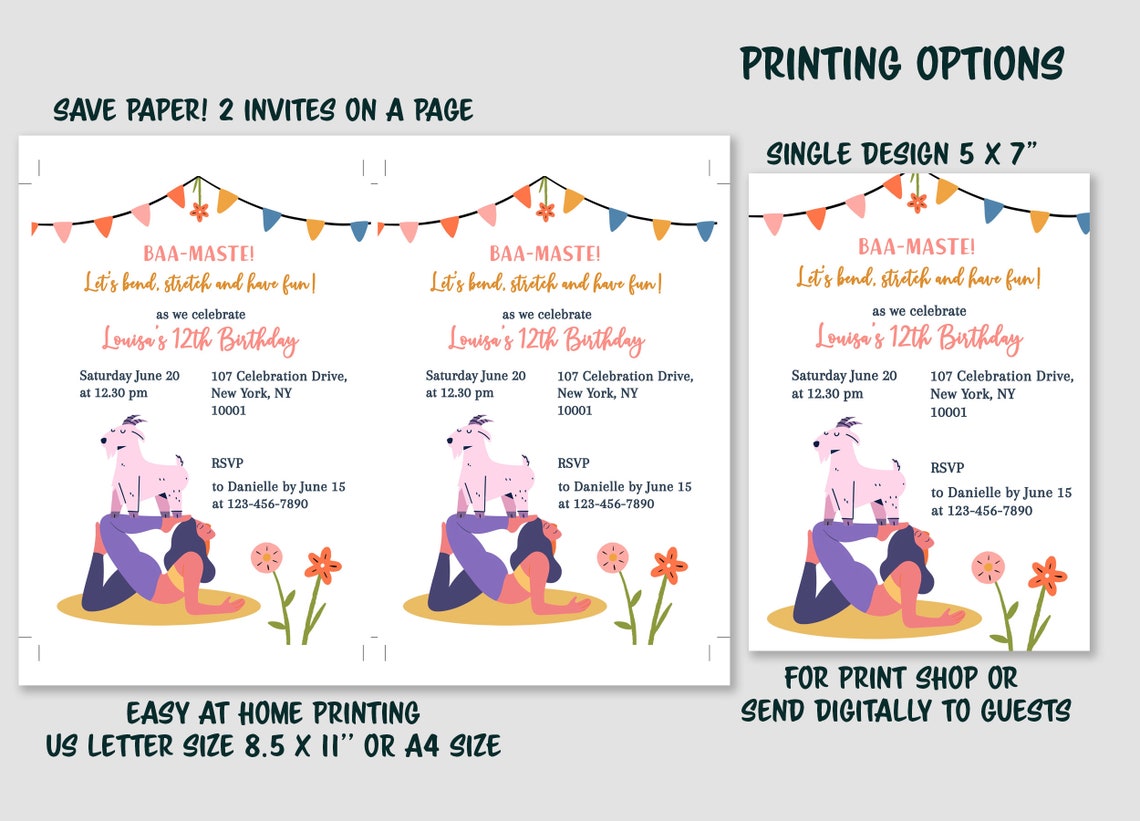 Goat Yoga Invitation, Goat Yoga Birthday Invitation, Yoga Invitation ...