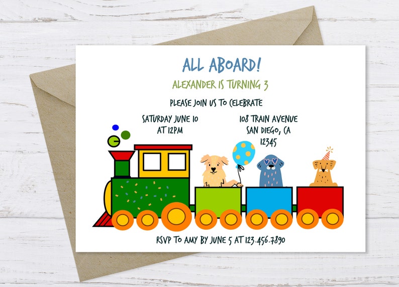 Train Birthday Invitation, Toy Train Birthday Invitation, Train Party ...
