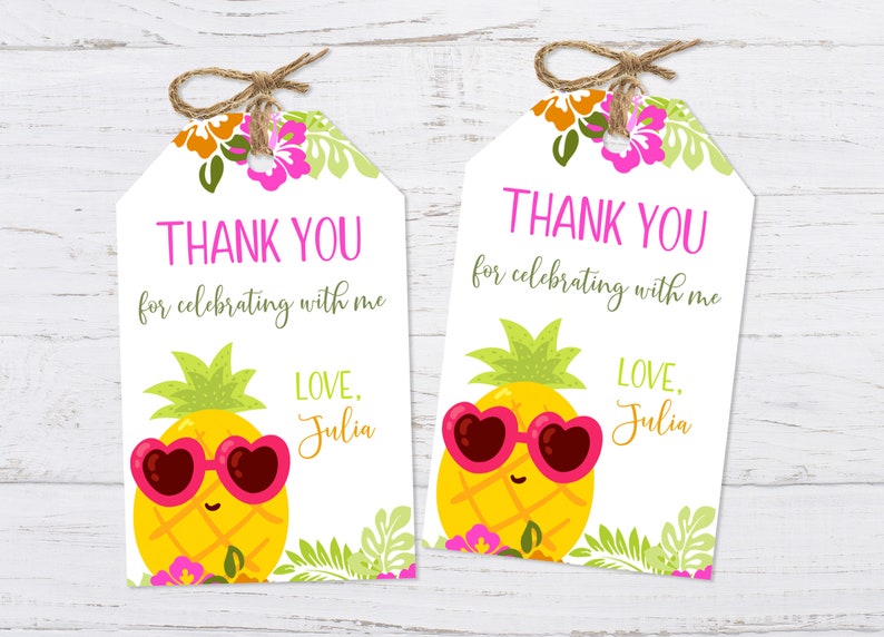 Pineapple Thank You Tag, Pineapple Thank You Favor Tag, Pineapple Favor ...