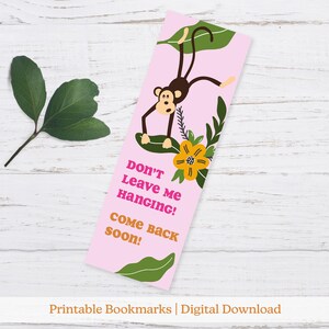 Monkey Bookmarks, Monkey Printable Bookmarks, Digital Bookmark, Jungle ...