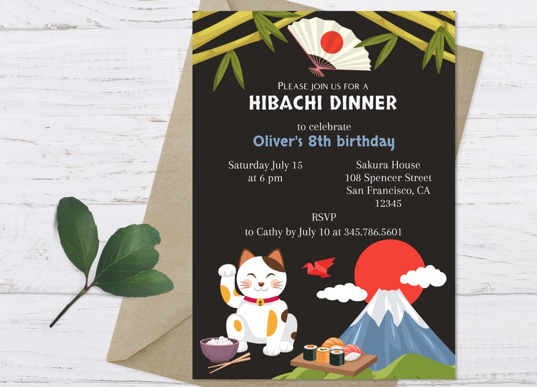 Hibachi Invitation, Hibachi Dinner Invitation, Japanese Invitation ...