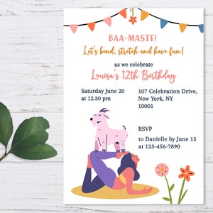 Goat Yoga Invitation, Goat Yoga Birthday Invitation, Yoga Invitation ...