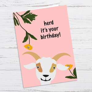 Goat Birthday Card, Goat Birthday Card Printable, Farm Birthday Card ...