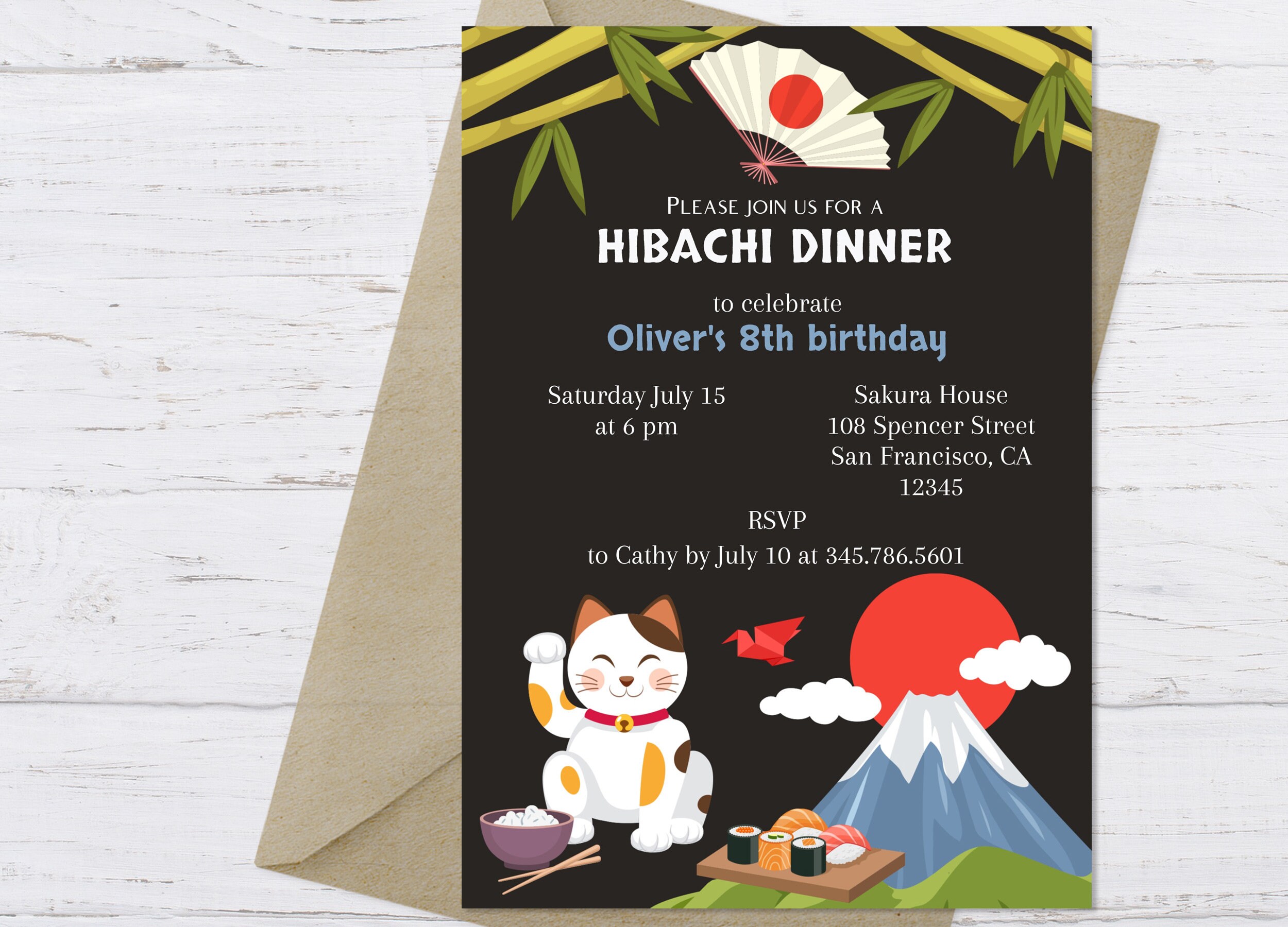 Hibachi Invitation, Hibachi Dinner Invitation, Japanese Invitation ...