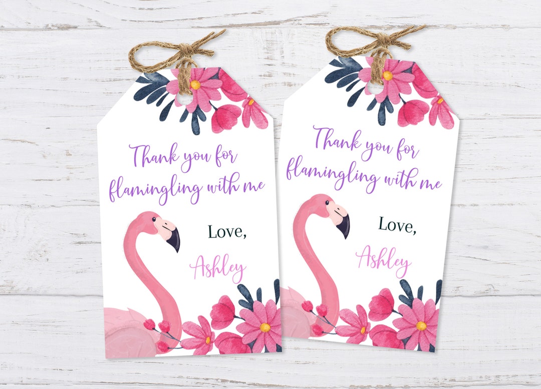 Flamingo Thank You Tag, Flamingo Favor Tag, Flamingo Gift Tags ...