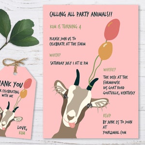 Goat Farm Party Invitation, Editable Goat Birthday Invitation, Goat ...