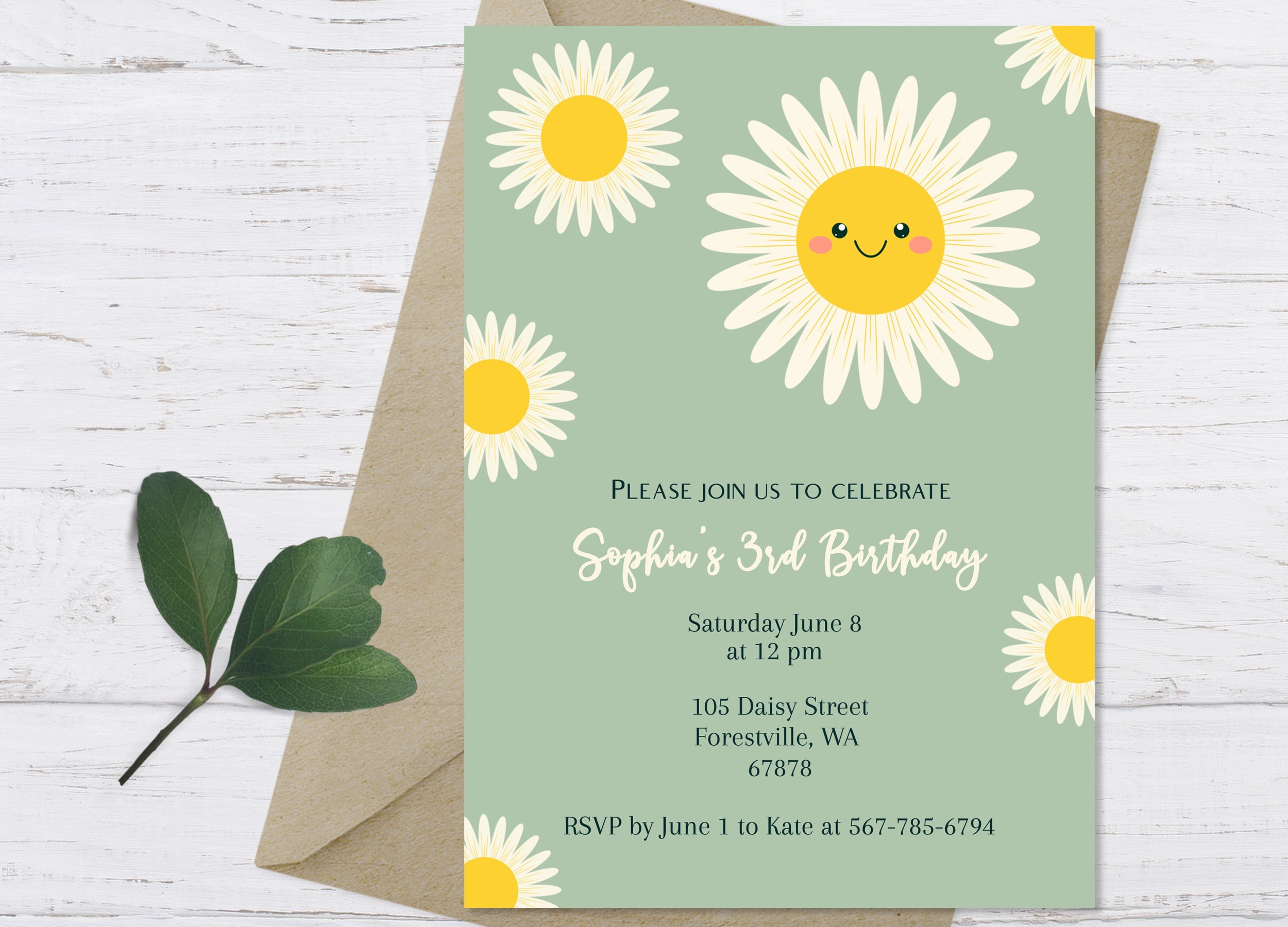 Daisy Invitation, Daisy Birthday Invitation, Daisy Birthday Party ...