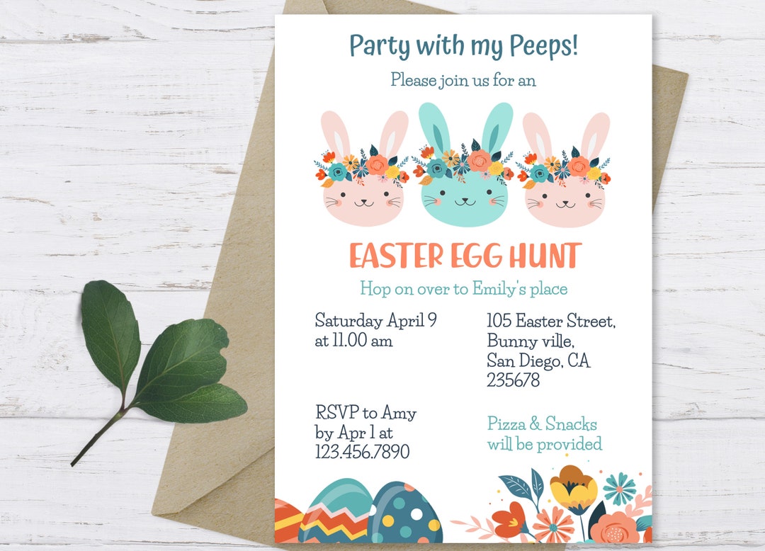 Egg Hunt Invitation, Easter Egg Hunt Invitation, Egg Hunt Party ...