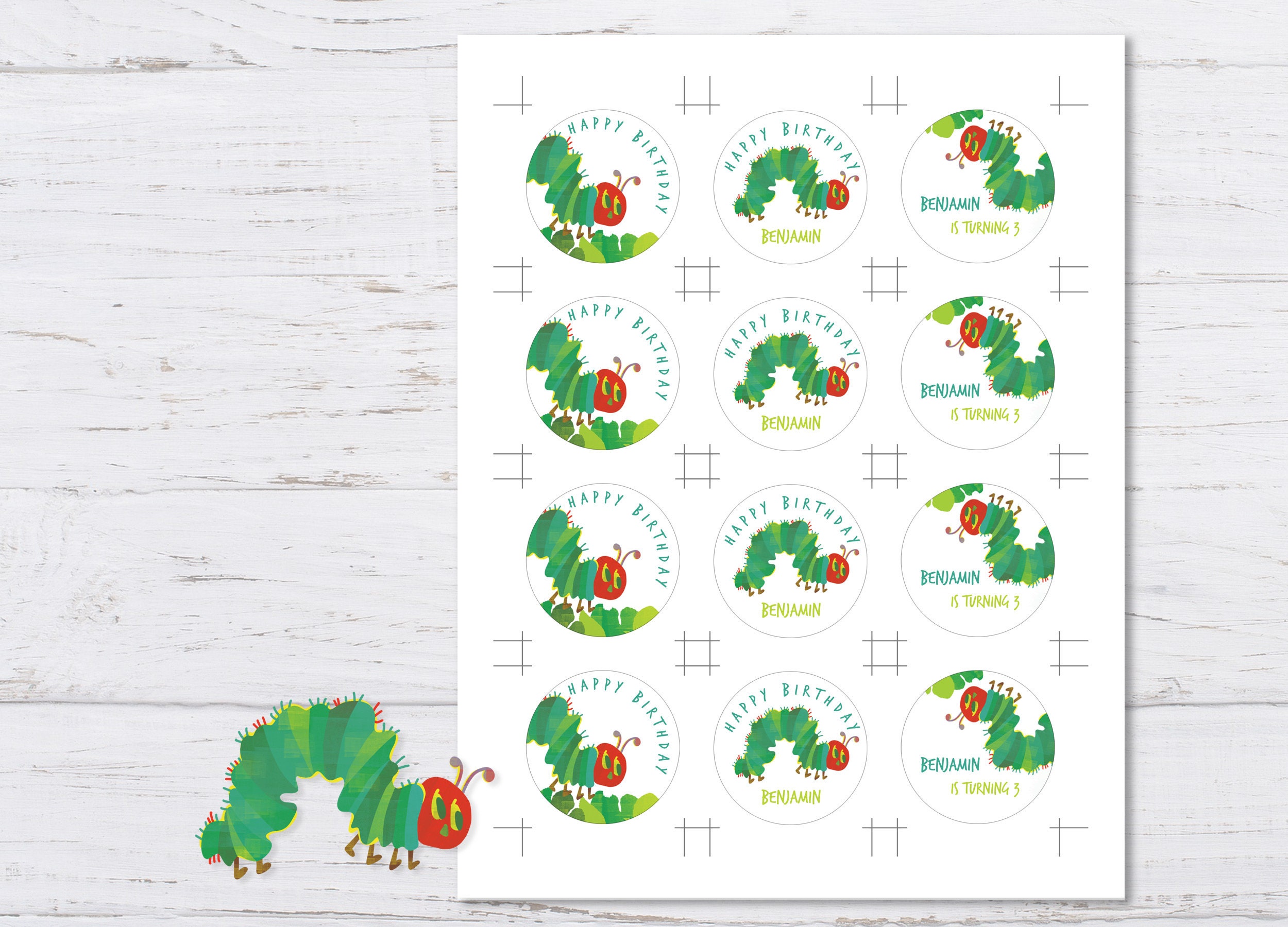 Hungry Caterpillar Cupcake Toppers, Very Hungry Caterpillar Cupcake ...