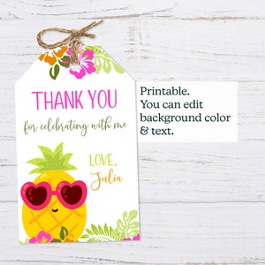 Pineapple Thank You Tag, Pineapple Thank You Favor Tag, Pineapple Favor ...