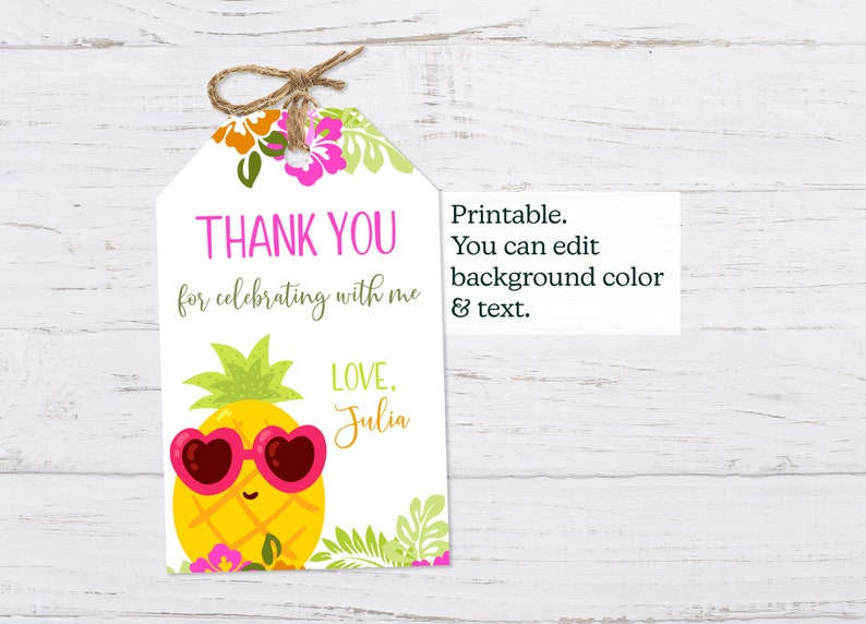 Pineapple Thank You Tag, Pineapple Thank You Favor Tag, Pineapple Favor ...