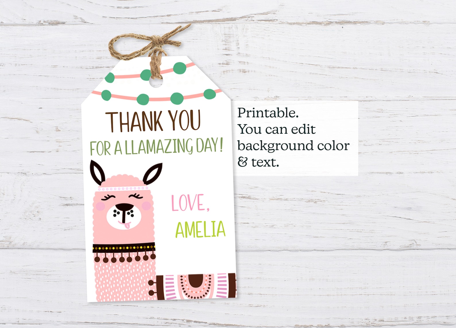 Llama Thank You Tags, Llama Thank You Gift Tag, Llama Favor Tags, Llama ...