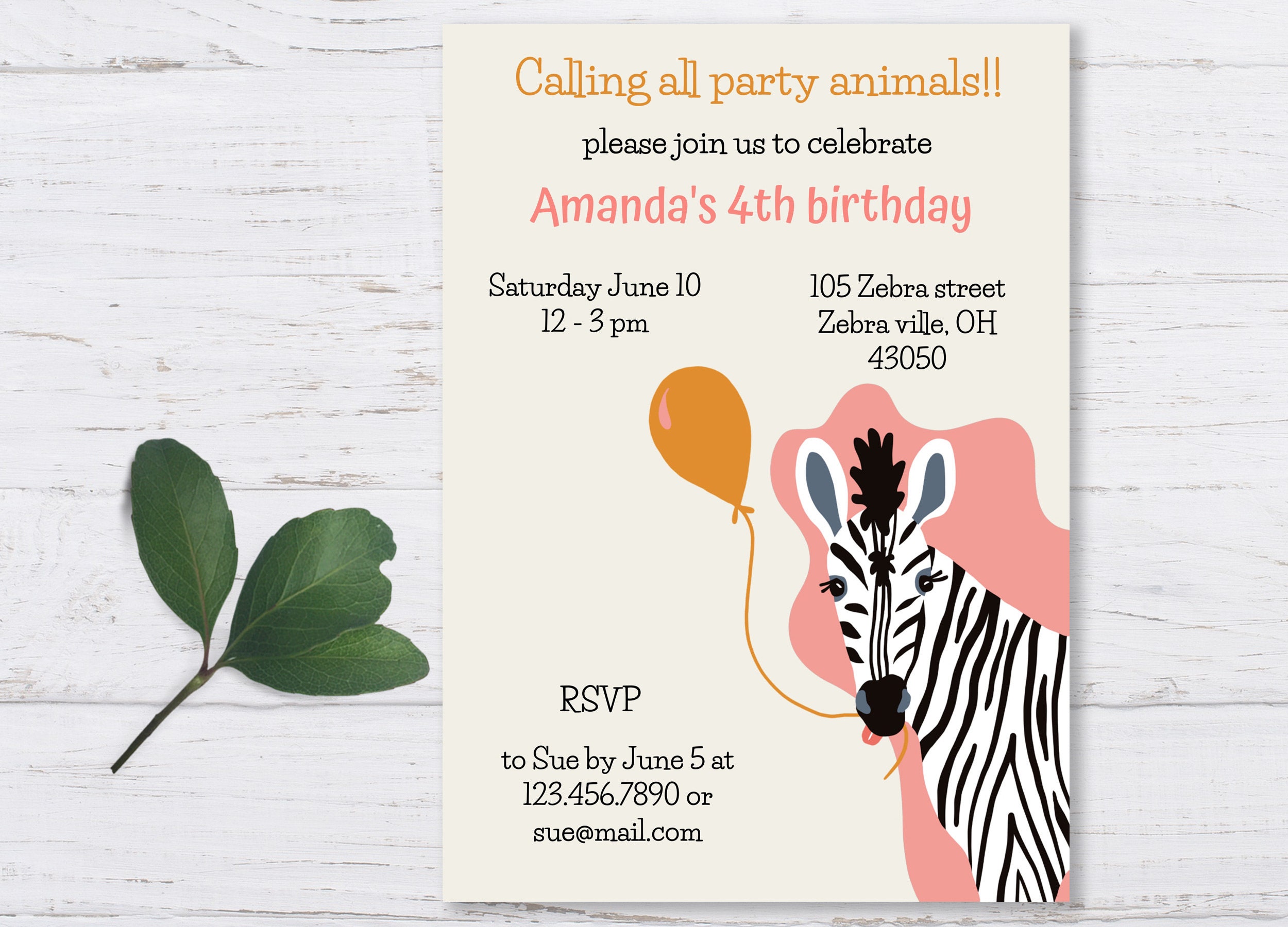 Zebra Invitation, Zebra Birthday Invitation, Zebra Safari Invitation ...