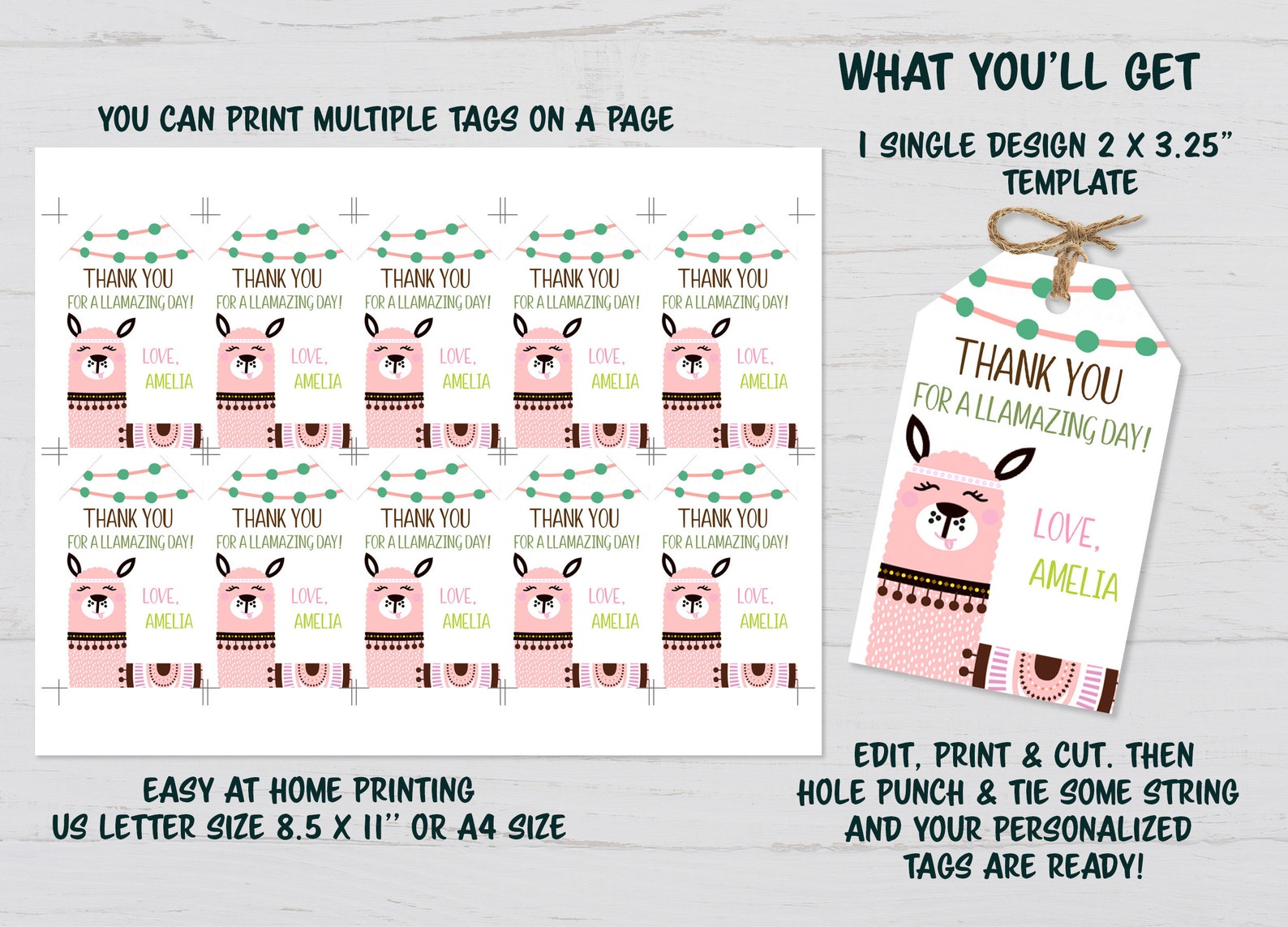 Llama Thank You Tags, Llama Thank You Gift Tag, Llama Favor Tags, Llama ...