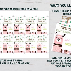 Llama Thank You Tags, Llama Thank You Gift Tag, Llama Favor Tags, Llama ...