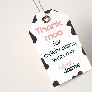 Cow Print Gift Tag Cow Print Favor Tag Cow Thank You Tag - Etsy