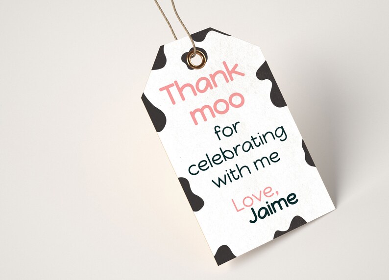 Cow Print Gift Tag Cow Print Favor Tag Cow Thank You Tag - Etsy