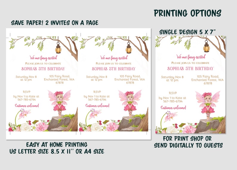 Fairy Birthday Invitation, Fairy Party Invitation, Fairy Birthday ...