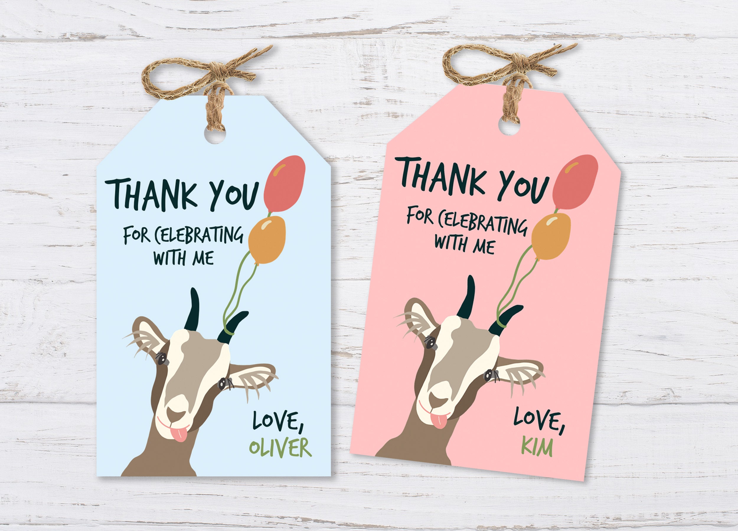 Farm Thank You Tags, Farm Favor Tags, Goat Thank You Tags, Goat Party ...