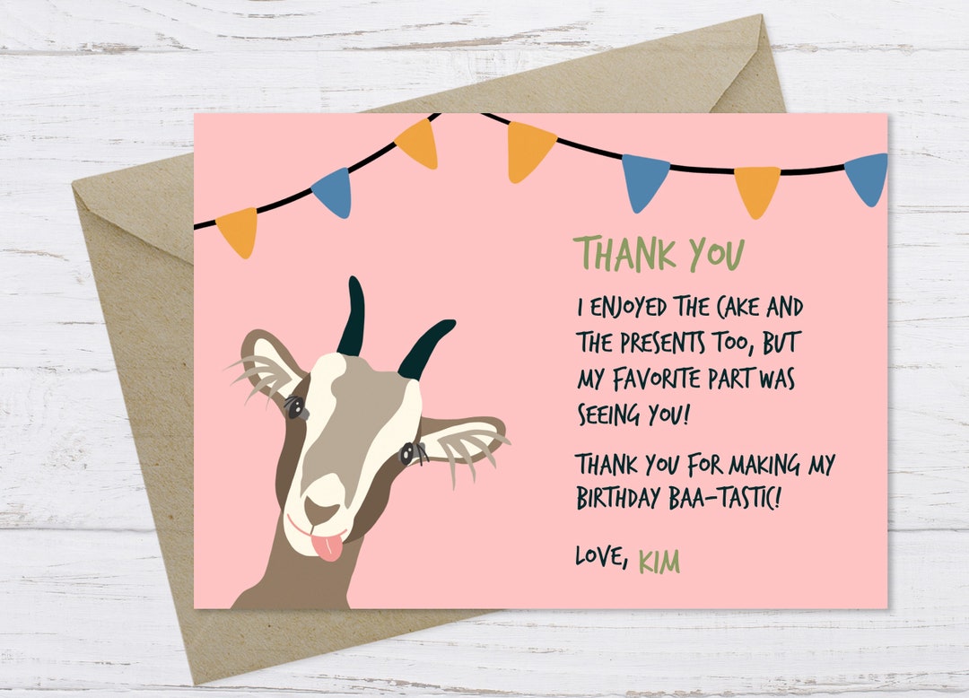 Goat Thank You Card, Farm Thank You Card, Farm Animal Thank You Card ...