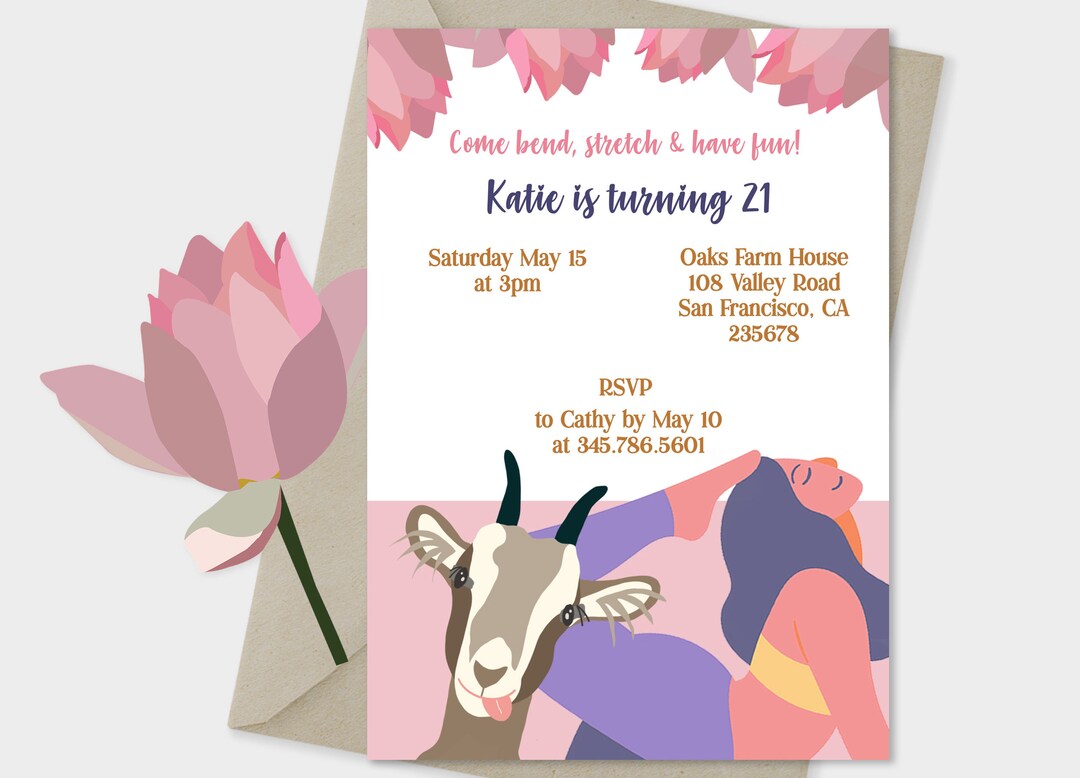 Goat Yoga Invitation, Goat Yoga Birthday Invitation, Yoga Invitation ...