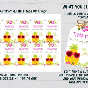 Pineapple Thank You Tag, Pineapple Thank You Favor Tag, Pineapple Favor ...