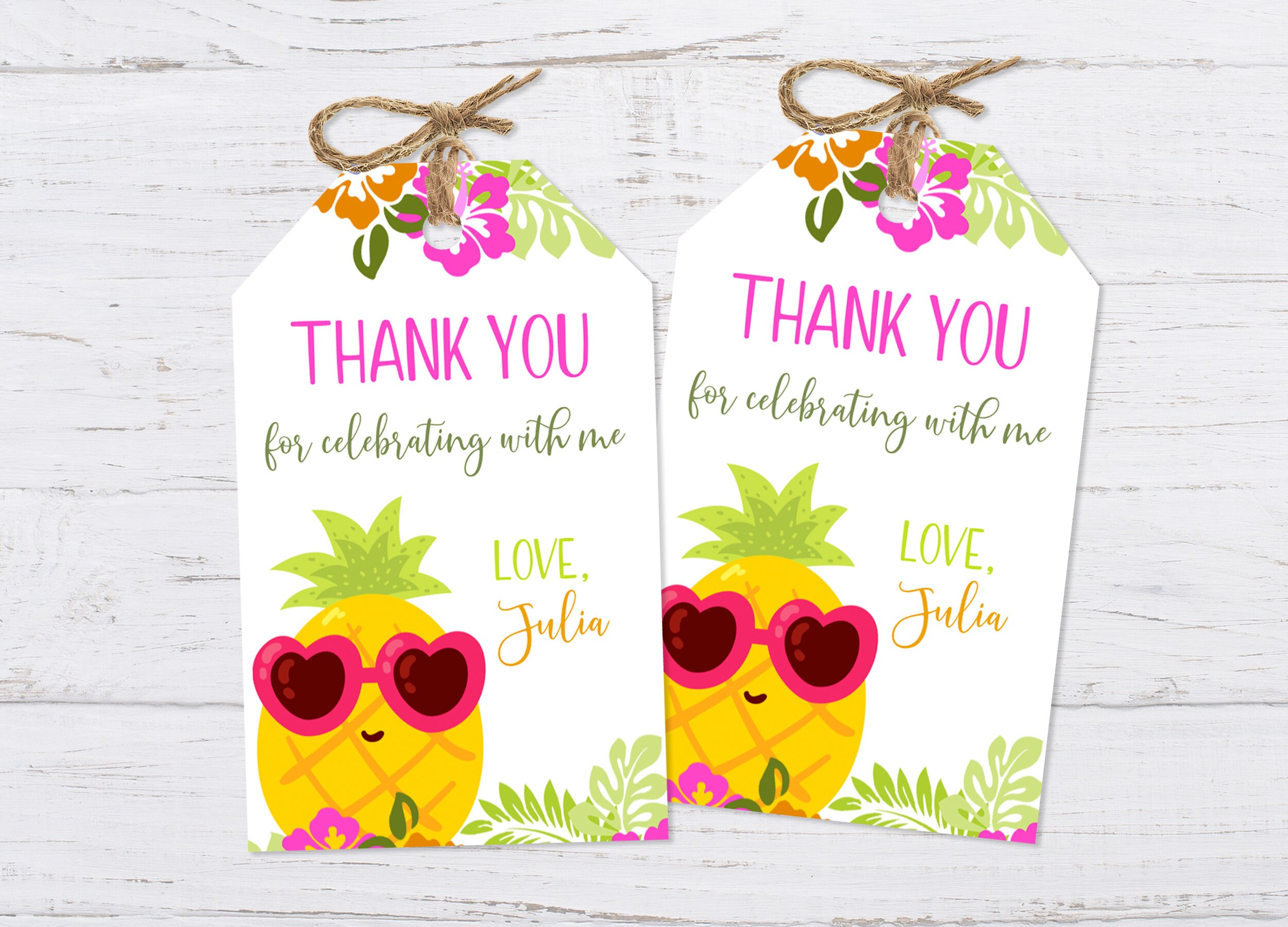 Pineapple Thank You Tag, Pineapple Thank You Favor Tag, Pineapple Favor ...