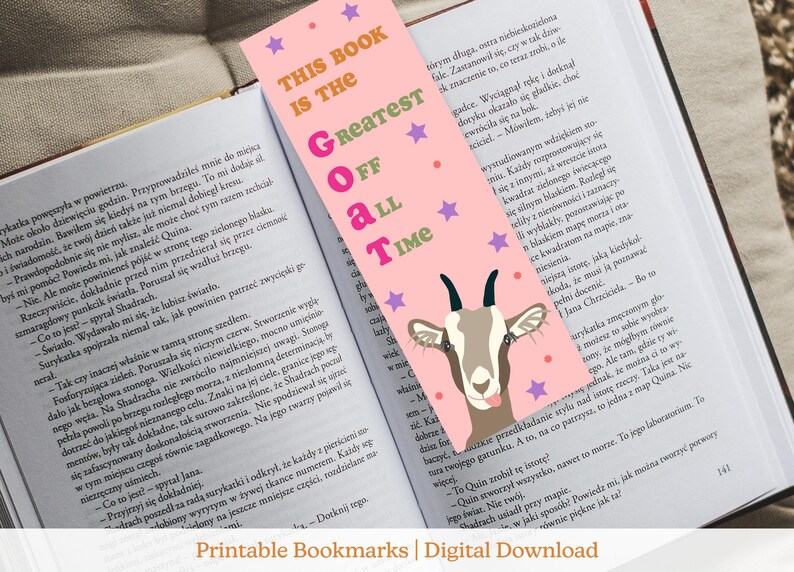 Goat Bookmark, Printable Bookmarks, Digital Bookmarks, Goat Printable ...
