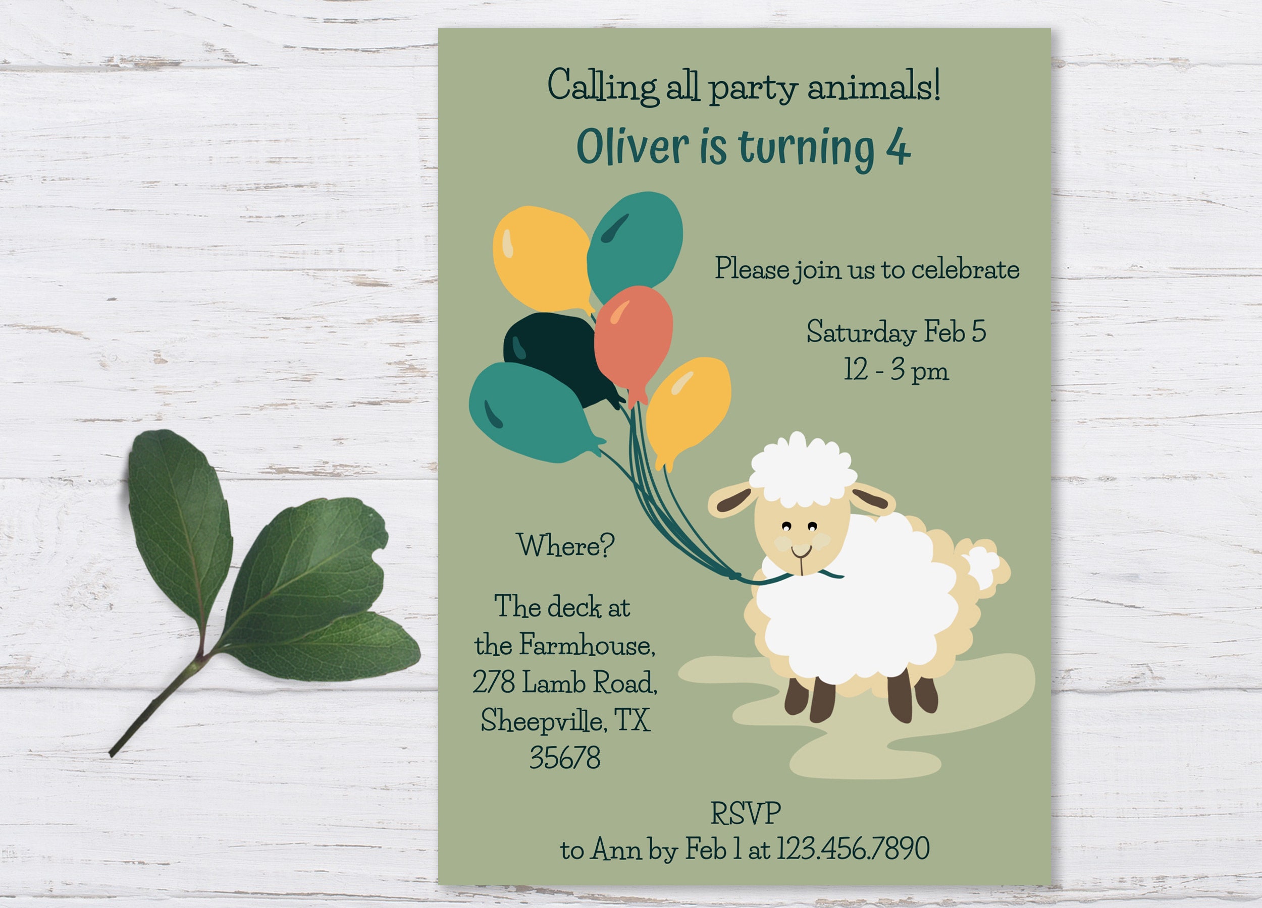 Sheep Invitation, Sheep Birthday Invitation, Sheep Birthday Invitation ...