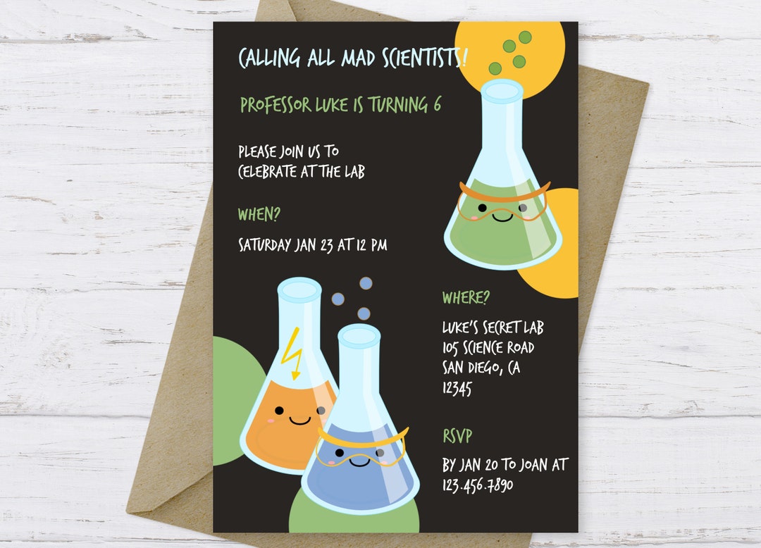 Science Party Invitation, Science Party Invite, Science Birthday ...