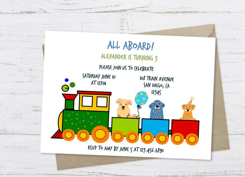Train Birthday Invitation, Toy Train Birthday Invitation, Train Party ...