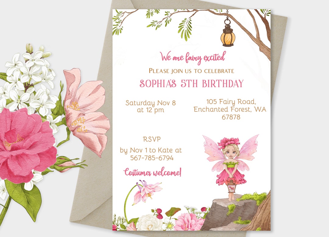 Fairy Birthday Invitation, Fairy Party Invitation, Fairy Birthday ...