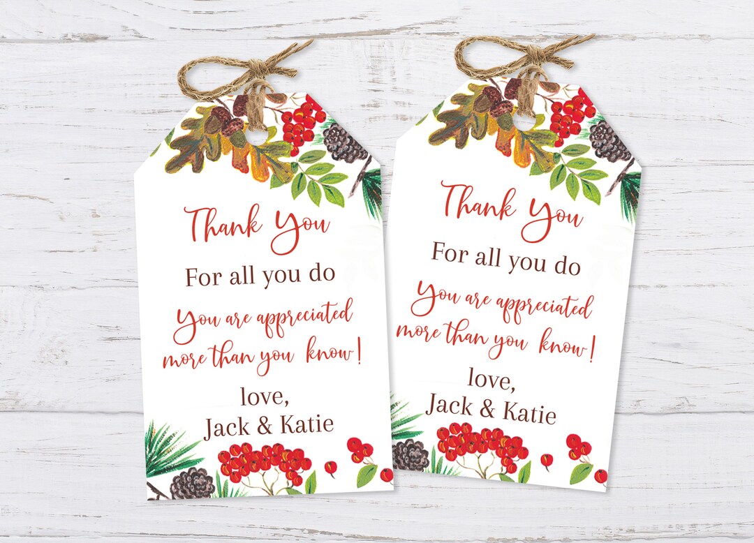 Fall Thank You Tag, Fall Appreciation Tags, Fall Thank You Gift Tags ...