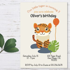 Tiger Invitation, Tiger Birthday Invitation, Tiger Birthday Invitation ...