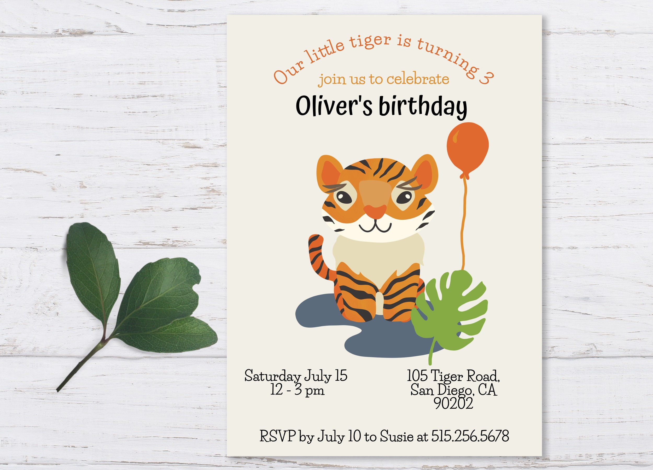 Tiger Invitation, Tiger Birthday Invitation, Tiger Birthday Invitation ...